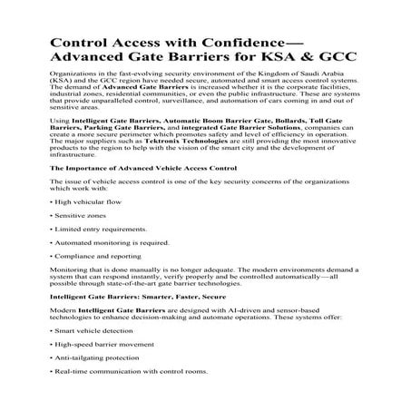 Redefining Access Control with Next-Gen Gate Barriers in Bahrain & the ...