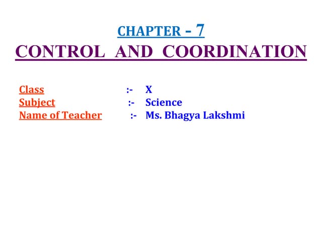 CBSE - Grade 10 - Science - Biology - Ch 2 - Control and Coordination ...