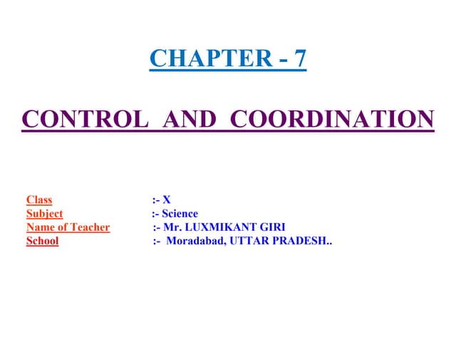 CBSE - Grade 10 - Science - Biology - Ch 2 - Control and Coordination ...
