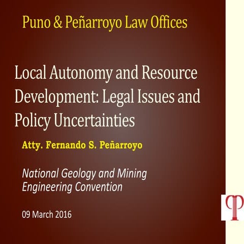 Local Autonomy and Resource Development: Legal Issues and Policy ...