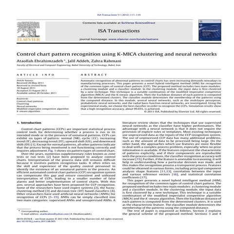 Control Chart Pattern Recognition Using K Mica Clustering And Neural 8236