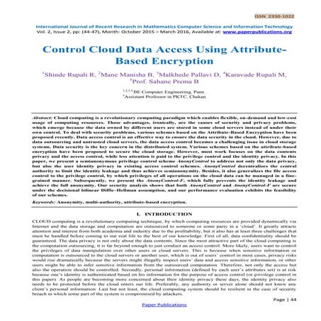 Control Cloud Data Access Using Attribute Based Encryption Pdf