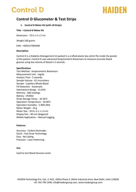 Control D Testing Blood Glucose - Poster | PDF