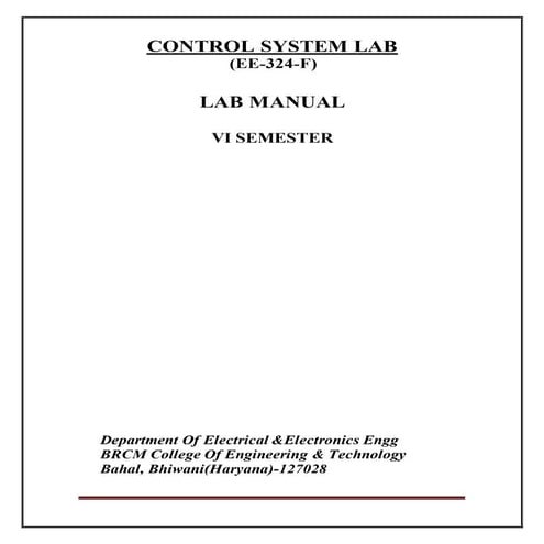 CONTROL SYSTEM LAB MANUAL | DOCX
