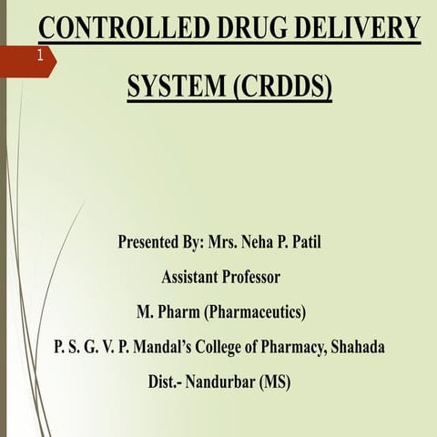 Controlled drug delivery system | PPTX