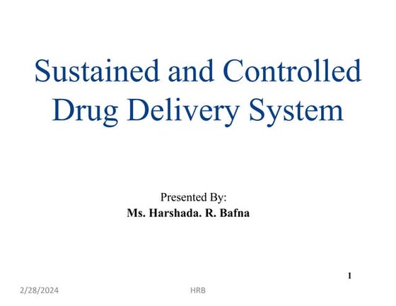 Controlled Drug Delivery System-NDDS UNIT-1 B.Pharm 7th sem | PDF