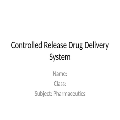 Controlled Drug Delivery Systems A Comprehensive Overview on Slideshare ...