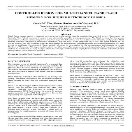 Controller design for multichannel nand flash memory for higher ...
