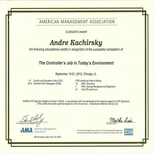 Controller's job course certificate | PDF