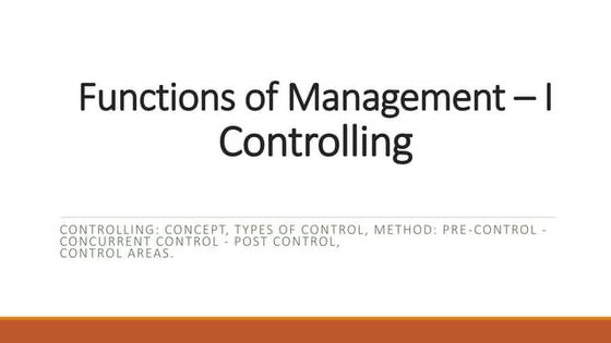 Controlling ppt | PPT | Business | Business and Finance