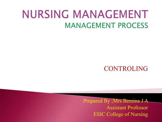 Controlling in nursing management | PPTX | Business | Business and Finance