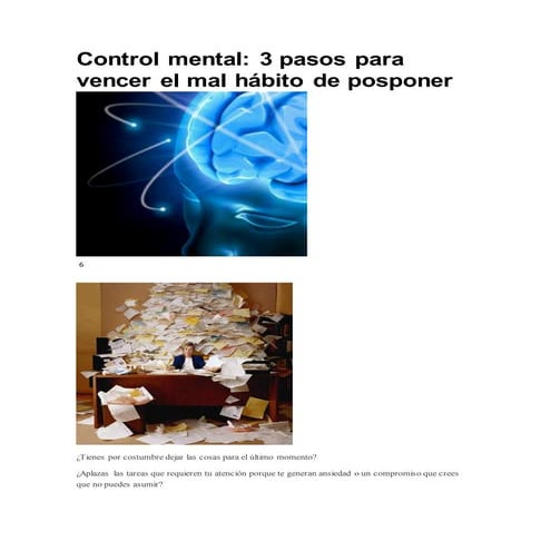 Control mental 3 pasos para evitar posponer cosas | DOCX