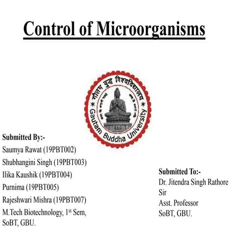 Control of Microorganisms | PPTX