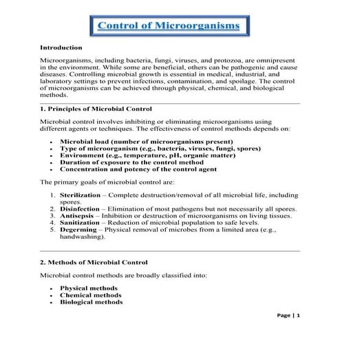 Control of Microorganisms for B.Sc. Botany & Biotechnology SEM-3 ...