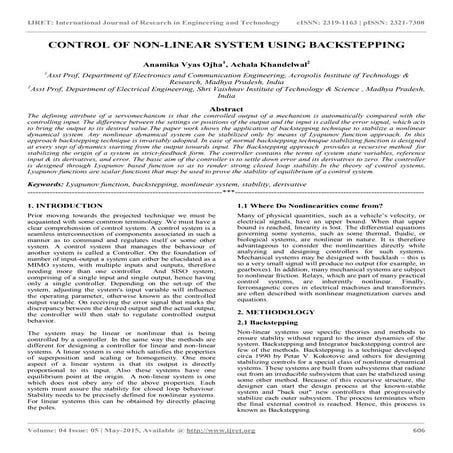 Control of non linear system using backstepping | PDF