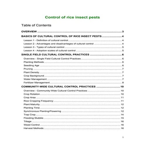 Control of rice insect pests | PDF