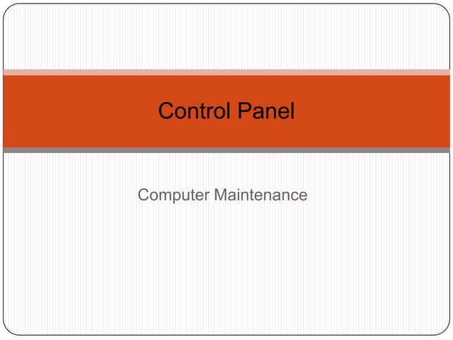 Features of Control Panel | PPTX