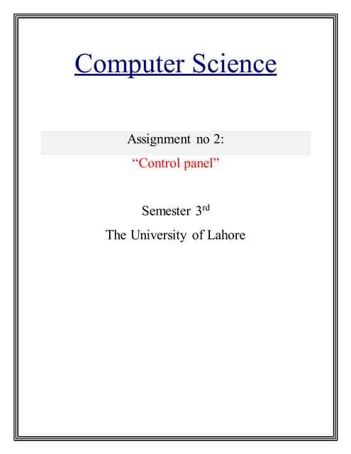 Features of Control Panel | PPTX