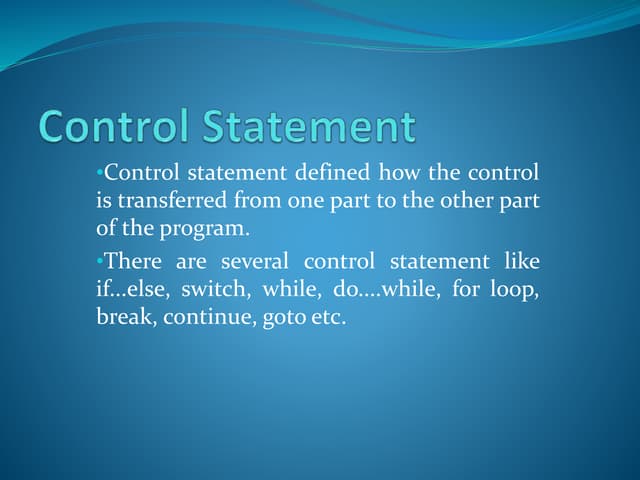 Control Statement In Cpptx