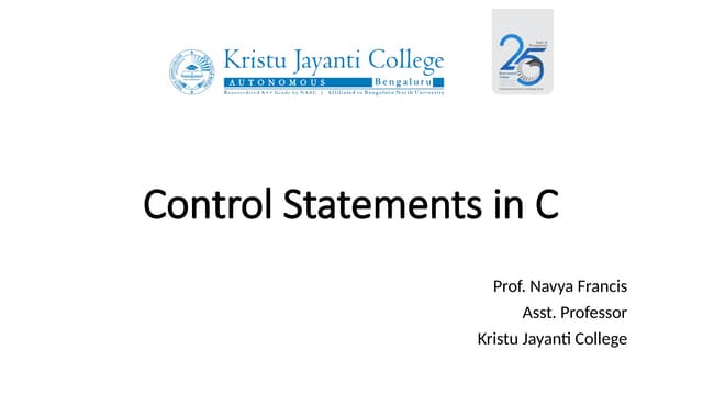 C Programming Control Statements In C Pgm Ppt