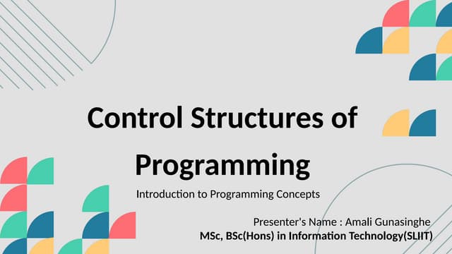 Control Structures of Programming (Introduction to Programming Concepts ... Control Structures of Programming (Introduction to Programming Concepts ...
