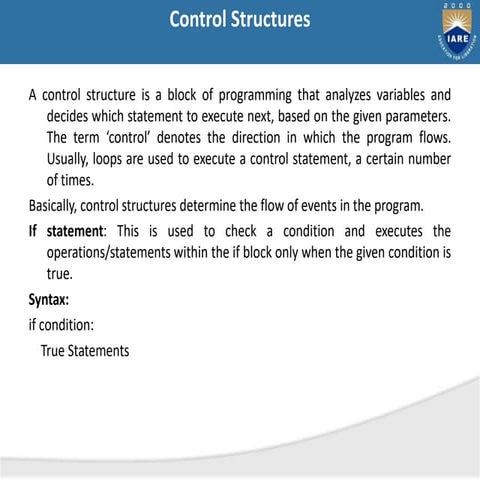 Control Structures Python Like Conditions And Loops Ppt