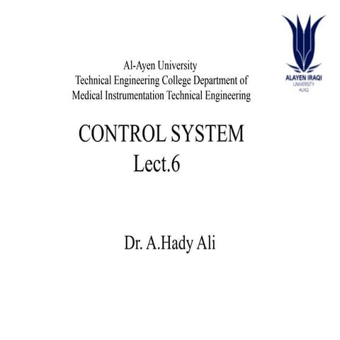 Control System Lect. 6.pptx optain the different | PPT