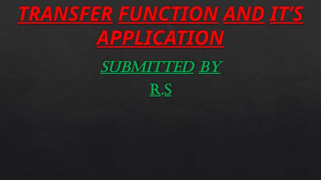 Lecture 2 transfer-function | PPTX