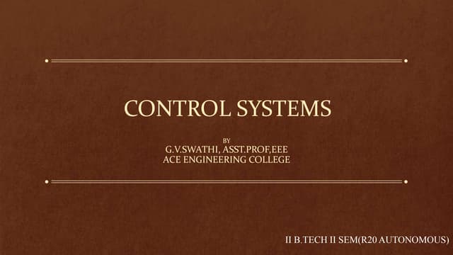 Chapter 1 basic components of control system | PPTX