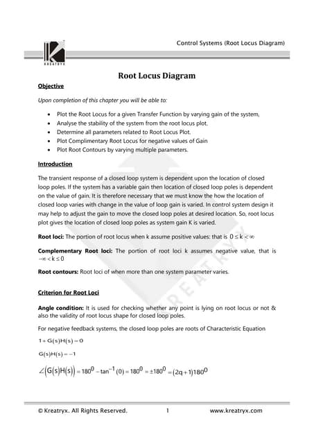 Analysis and Design of Control System using Root Locus | PDF