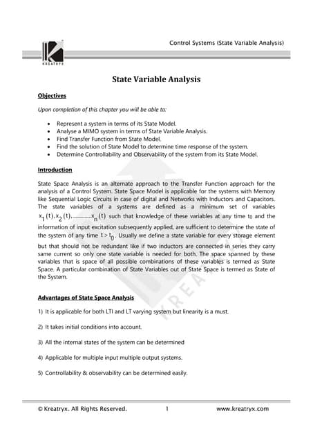 state space representation,State Space Model Controllability and ...