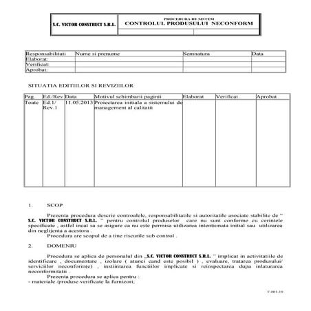 Controlul produsului-neconform victor construct | DOC