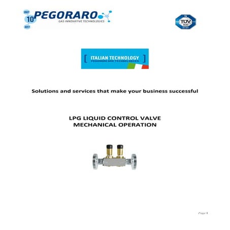 Lpg liquid control valve mechanical operation | PDF