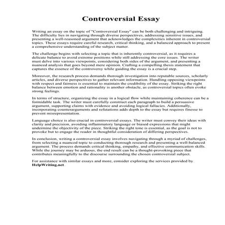 Controversial Essay. Bethune-Cookman University | PDF