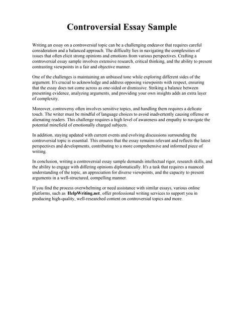 Controversial Issues Essay. Duke University | PDF