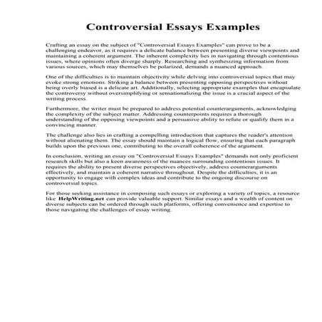 Controversial Essays Examples. Thomas University | PDF | Education