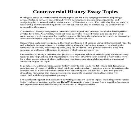 Controversial History Essay Topics | PDF