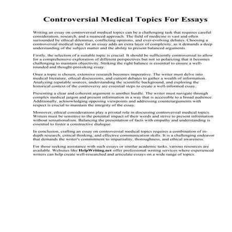 Controversial Medical Topics For Essays.pdf