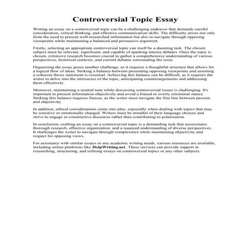 Controversial Topic Essay. PPT - Controversial Issues Essay and Speech PowerPoint Presentation ...
