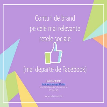 Conturi de brand pe retele sociale mai departe de Facebook! | PPT