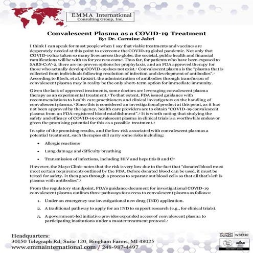 Convalescent Blood Plasma Therapy | PPTX