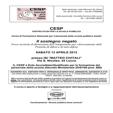 Convegno cesp lucca sostegno programma | PDF