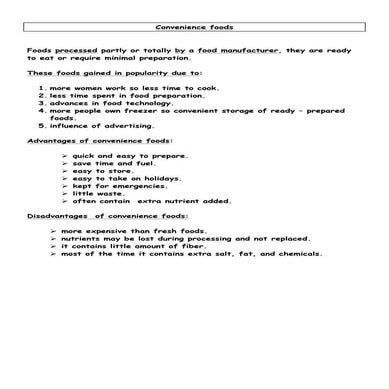 Convenience foods | PDF