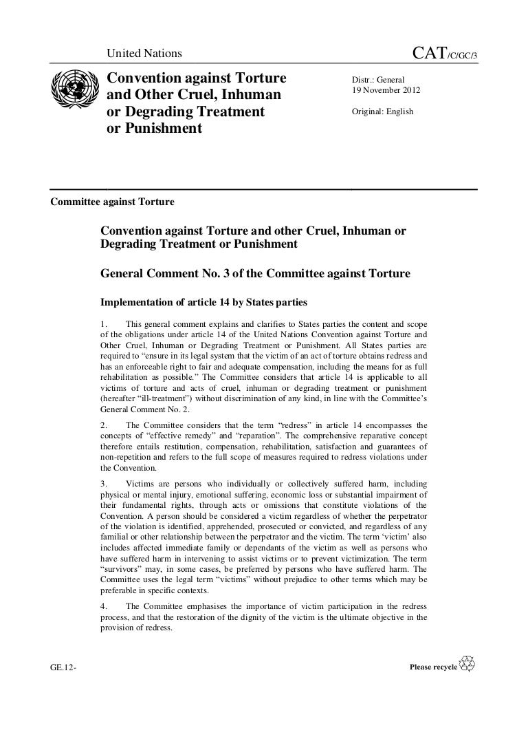 Convention Against Torture And Other Cruel Inhuman Or Degrading Trea…