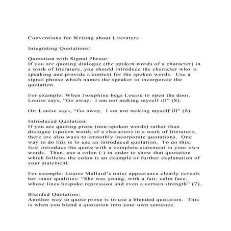 Conventions for Writing about LiteratureIntegrating Quotatio.docx
