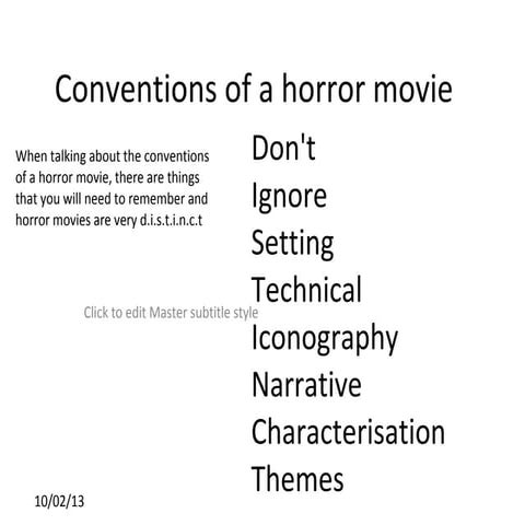 Codes and conventions and iconography of horror films | PPTX