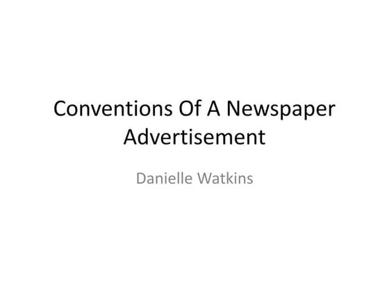 Codes and conventions of print ads | ODP