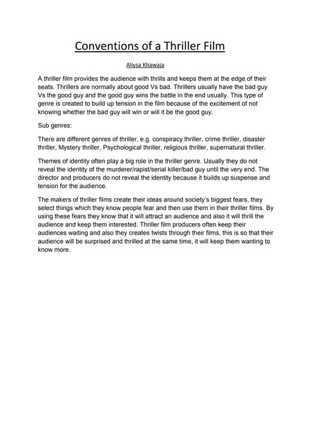 Definition of a thriller film | PDF