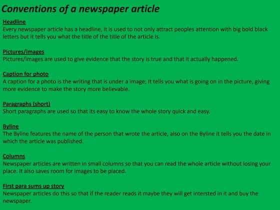Conventions of newspaper articles and website articles | PPTX ...