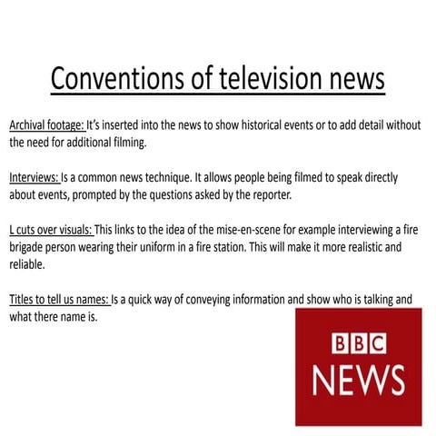 Codes and Conventions - TV News Programme | PPTX